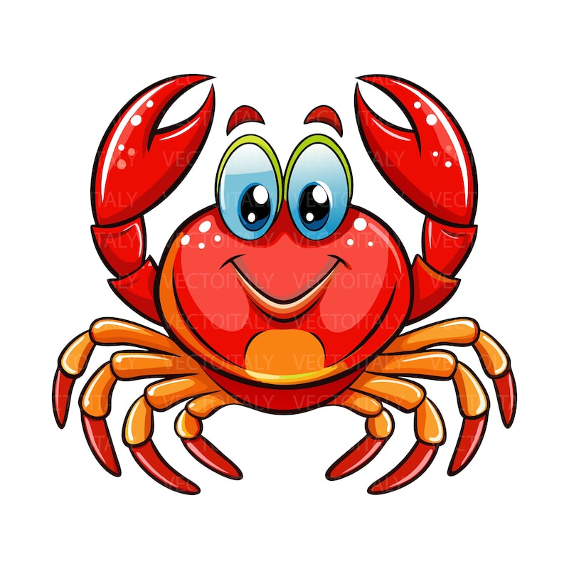 Crab Cartoon Art - Etsy UK