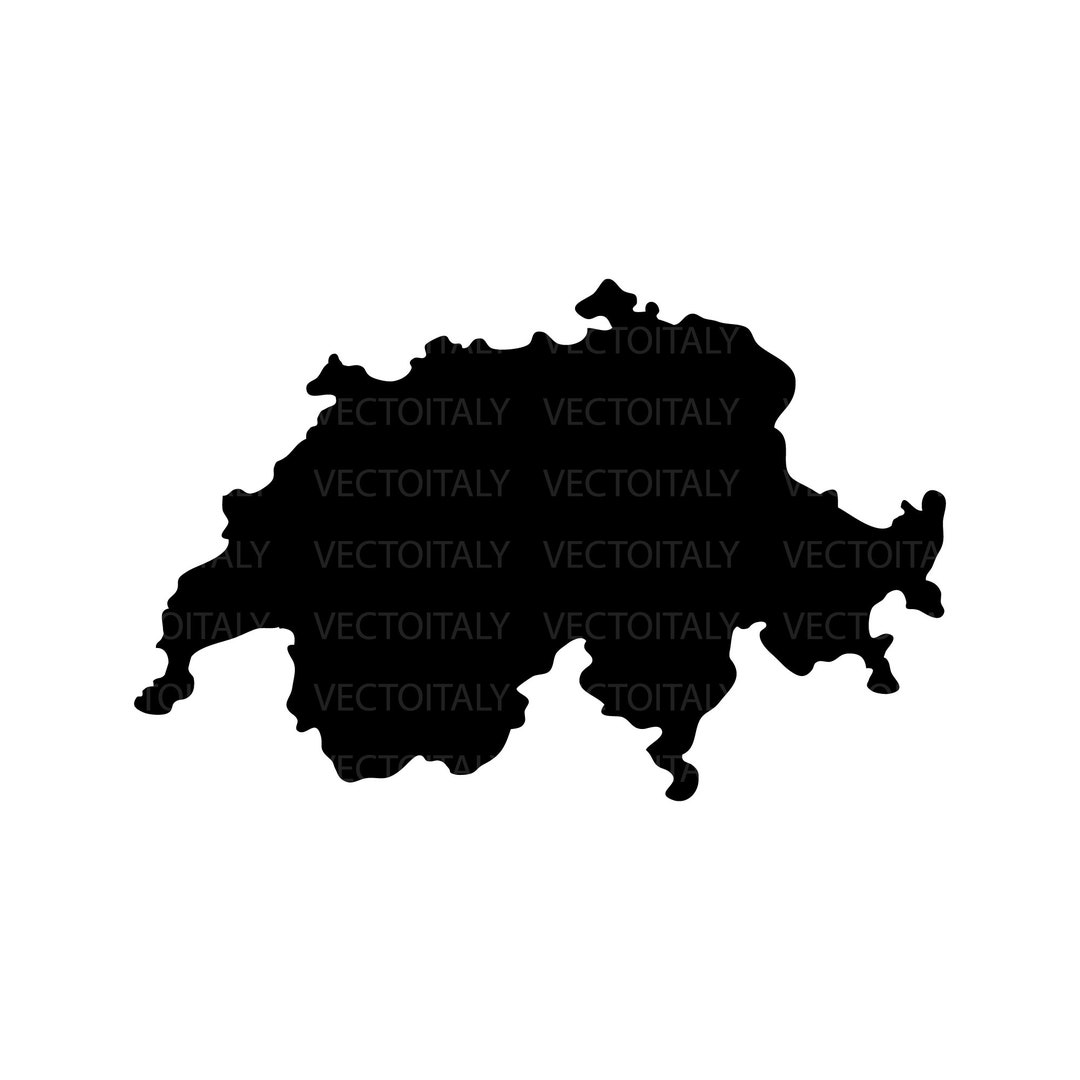 Switzerland Map SVG, Swiss National Country Boundary Border, Black ...