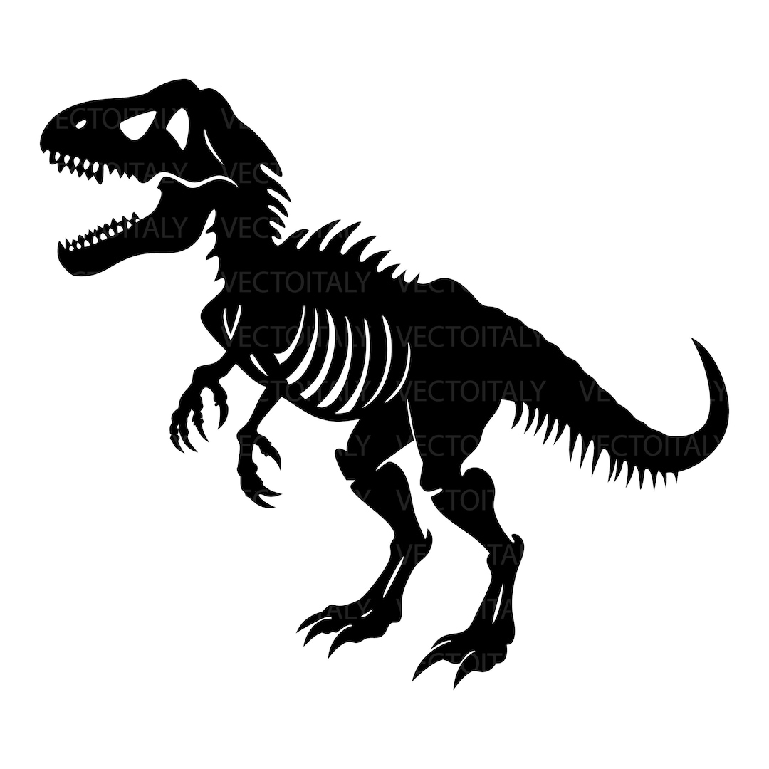 T Rex Fossils SVG, T Rex Skeleton Clipart, Tyrannosaurus Rex Cut File ...