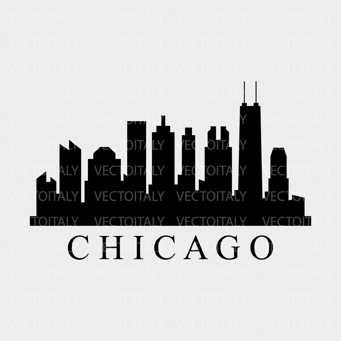 Skyline Chicago Illustrated in Vector and Available in SVG - Etsy