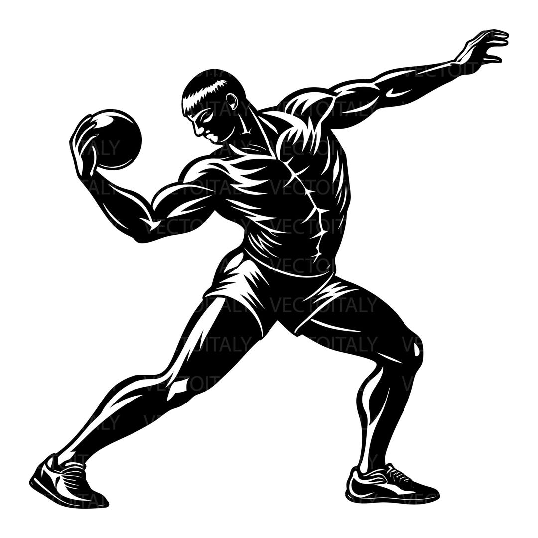 Sports Clipart, Black Silhouette Male/boy/man Shot Put Thrower for ...