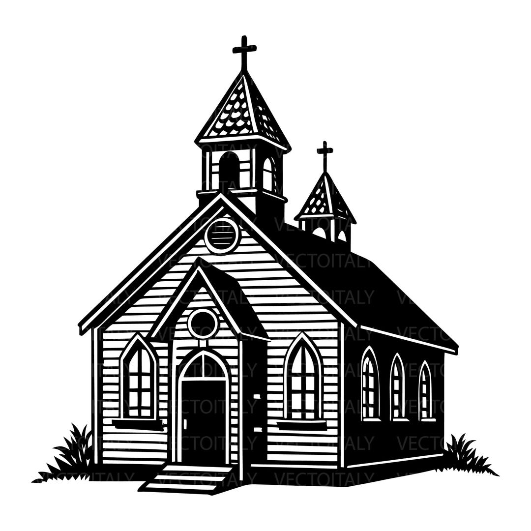 Old Country Church SVG Cut File for Cricut, Silhouette, Digital ...