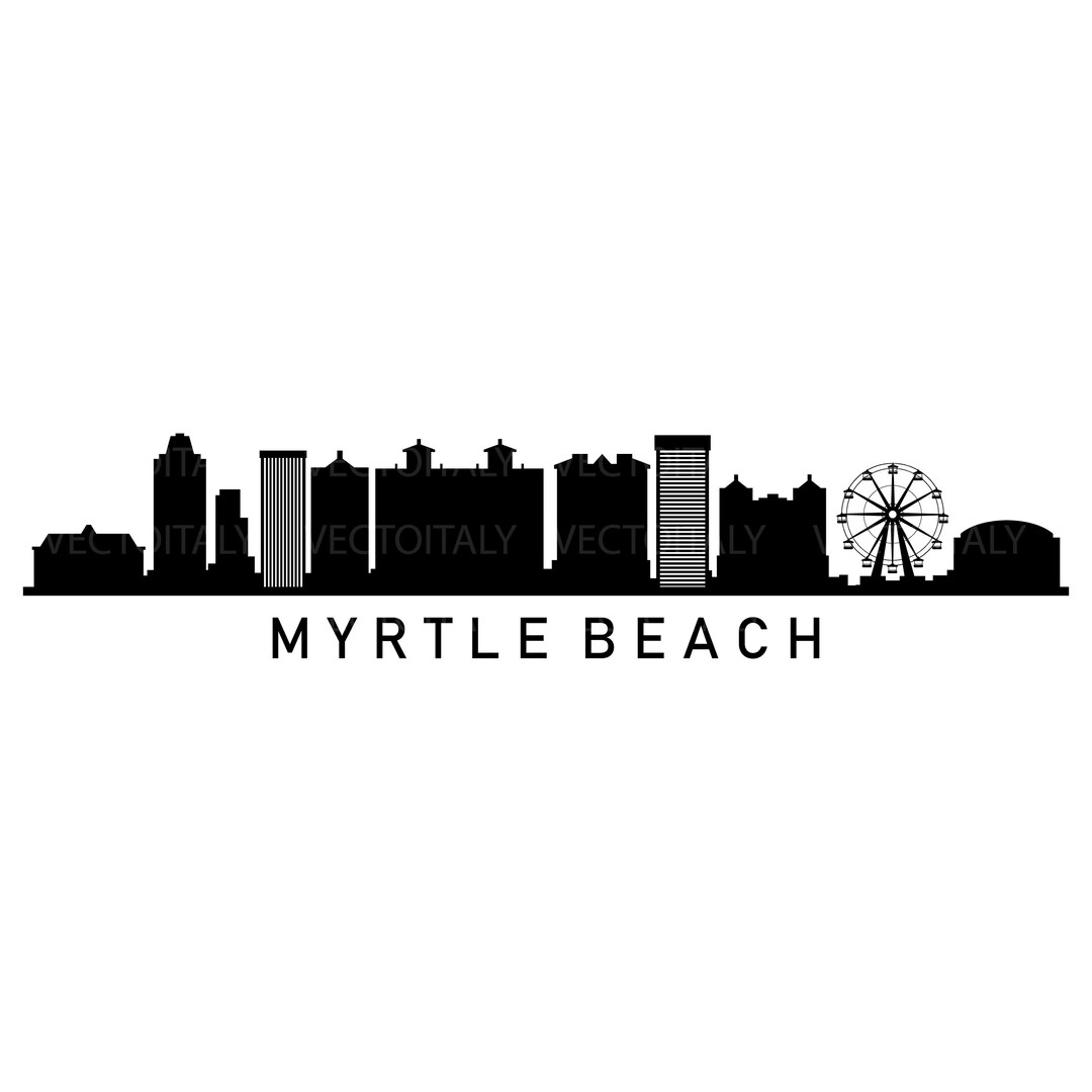 Myrtle Beach Skyline Print. Myrtle Beach SC Black Silhouette. Digital ...