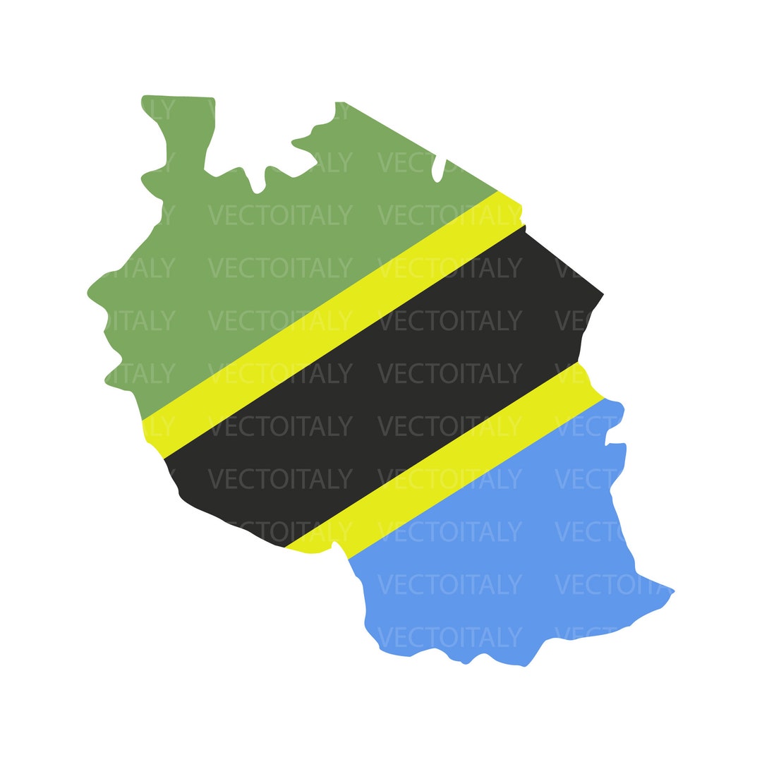 Tanzania Flag Map SVG- Tanzanian Cricut Cut File, Country Nation ...