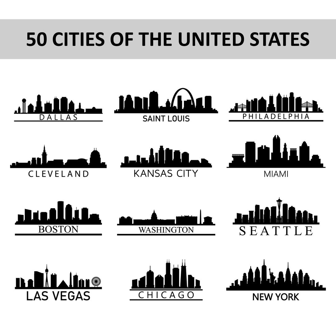 USA City Svg Files, City Skyline, City Svg, City Silhouette, City ...