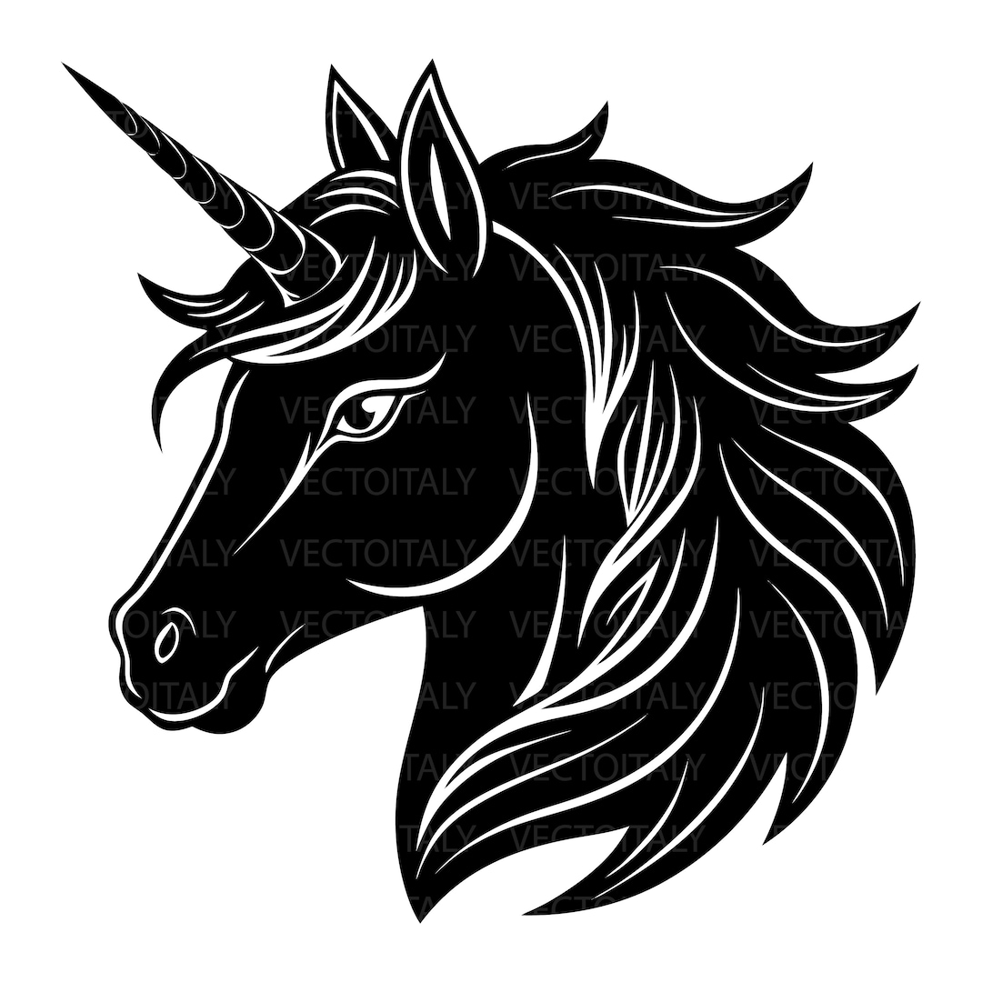 Unicorn Head SVG, Unicorn Head Clipart, Unicorn Head Silhouette Cut ...