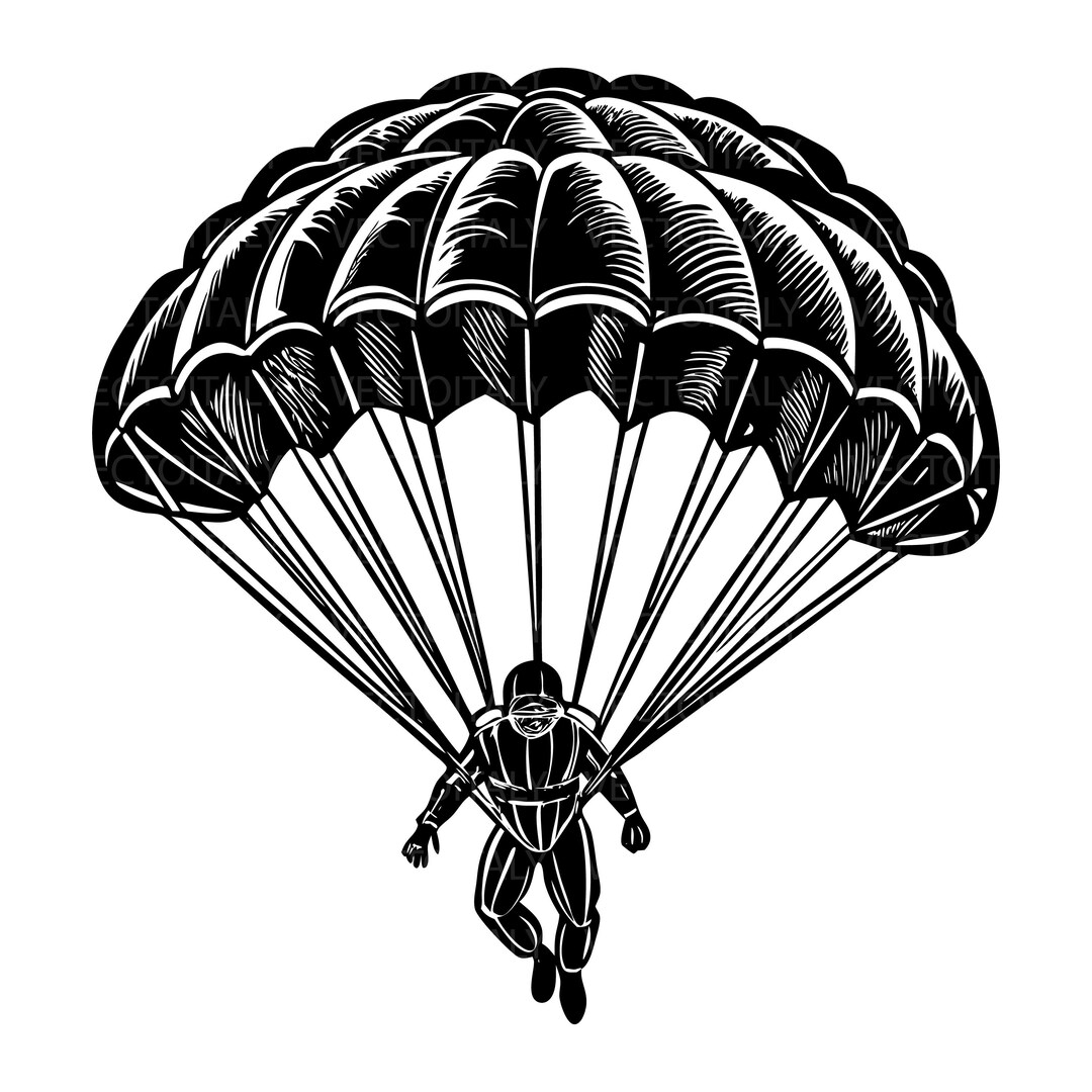 Parachute SVG Skydiving Clip Art Cut File Silhouette Instant Digital ...