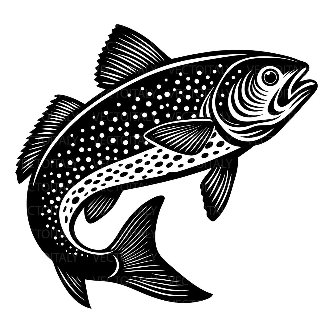 Trout Fish Svg, River Fishing Clipart, Fresh Water Catch Stencil ...