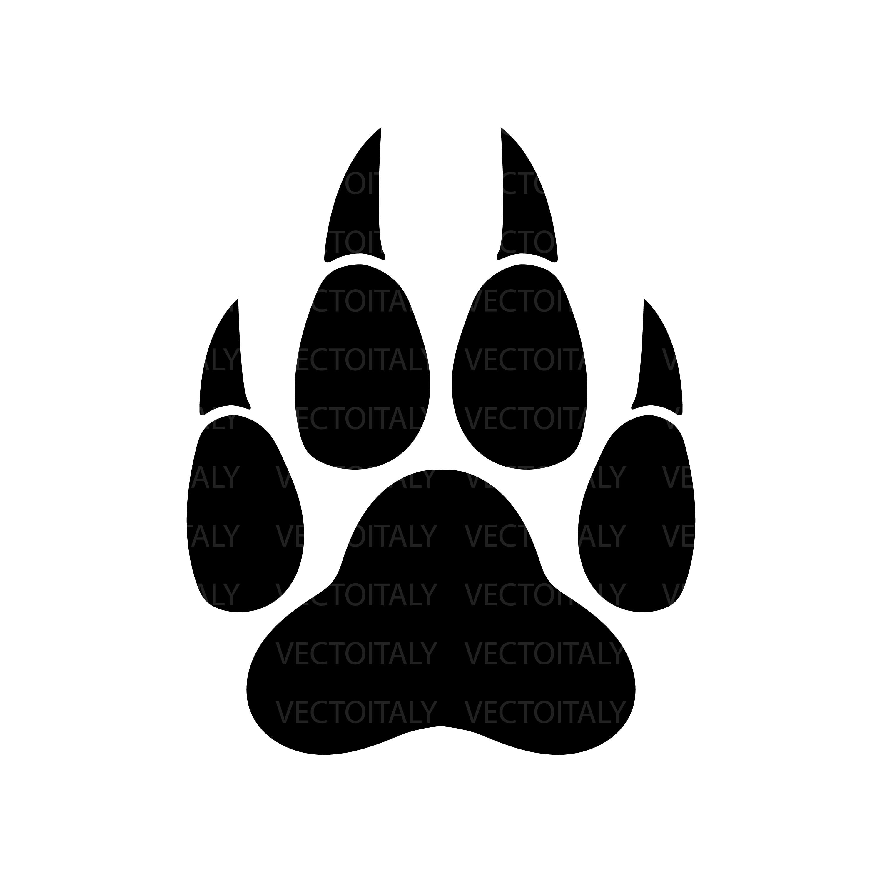 Wolf Paw Print SVG, PDF, Wolf Paw Silhouette Clipart, Paw Cutting ...
