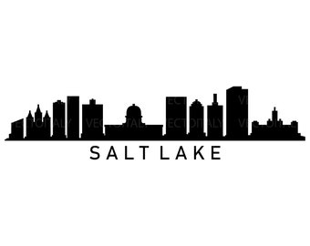 SALT LAKE CITY Utah Usa Skyline City Mountains Outline Silhouette ...