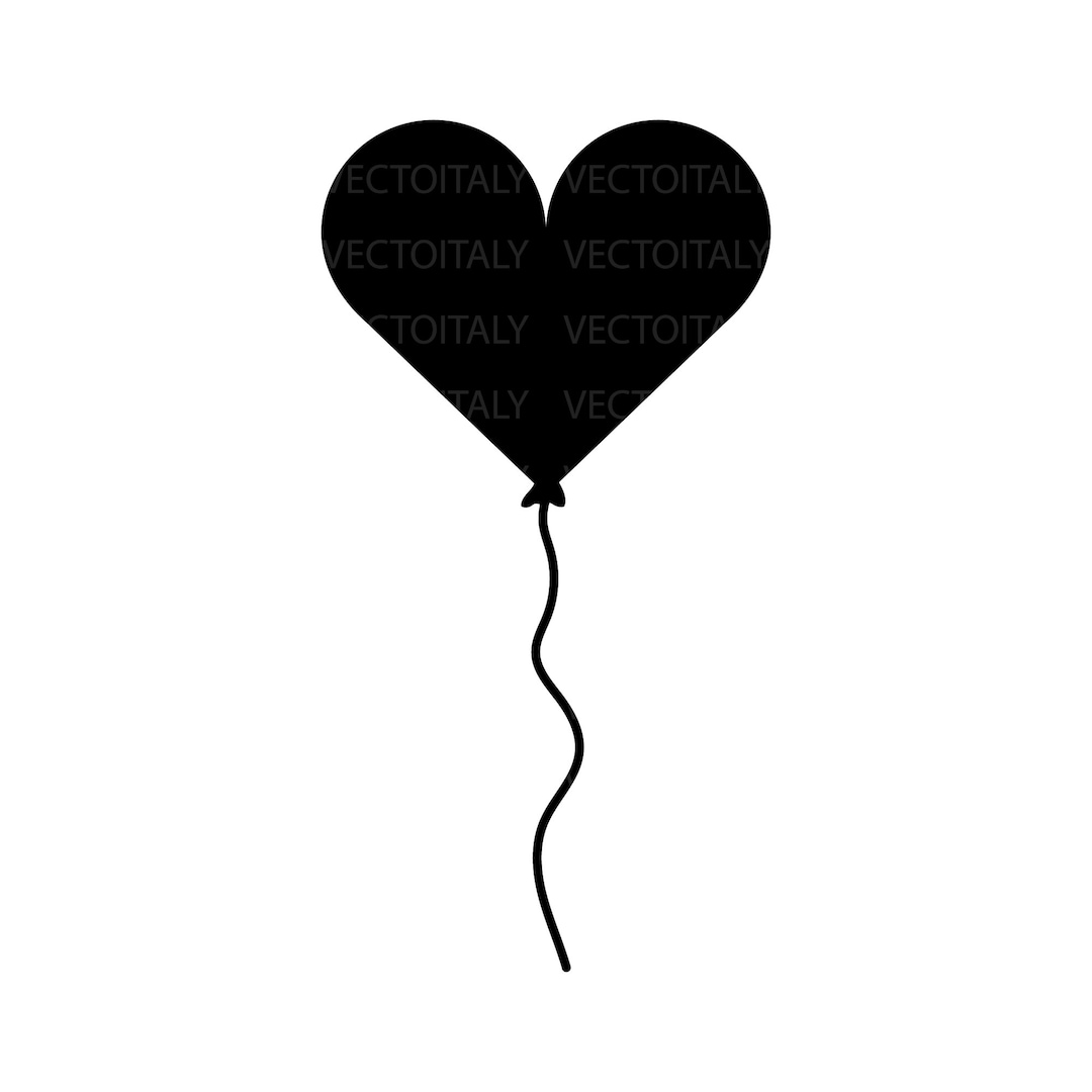 Heart Balloon SVG, Heart Balloon Silhouette, Love Heart Clipart, Heart ...