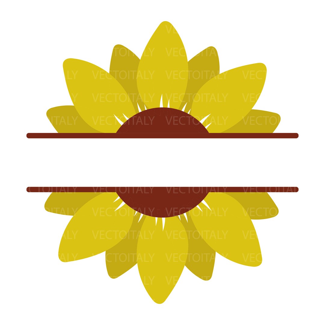 Sunflower Split Monogram Instant Digital Download Svg, Png, Pdf, and ...