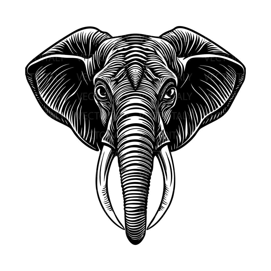 Elephant Head SVG - African Safari Animals Elephant Tusks Silhouette ...