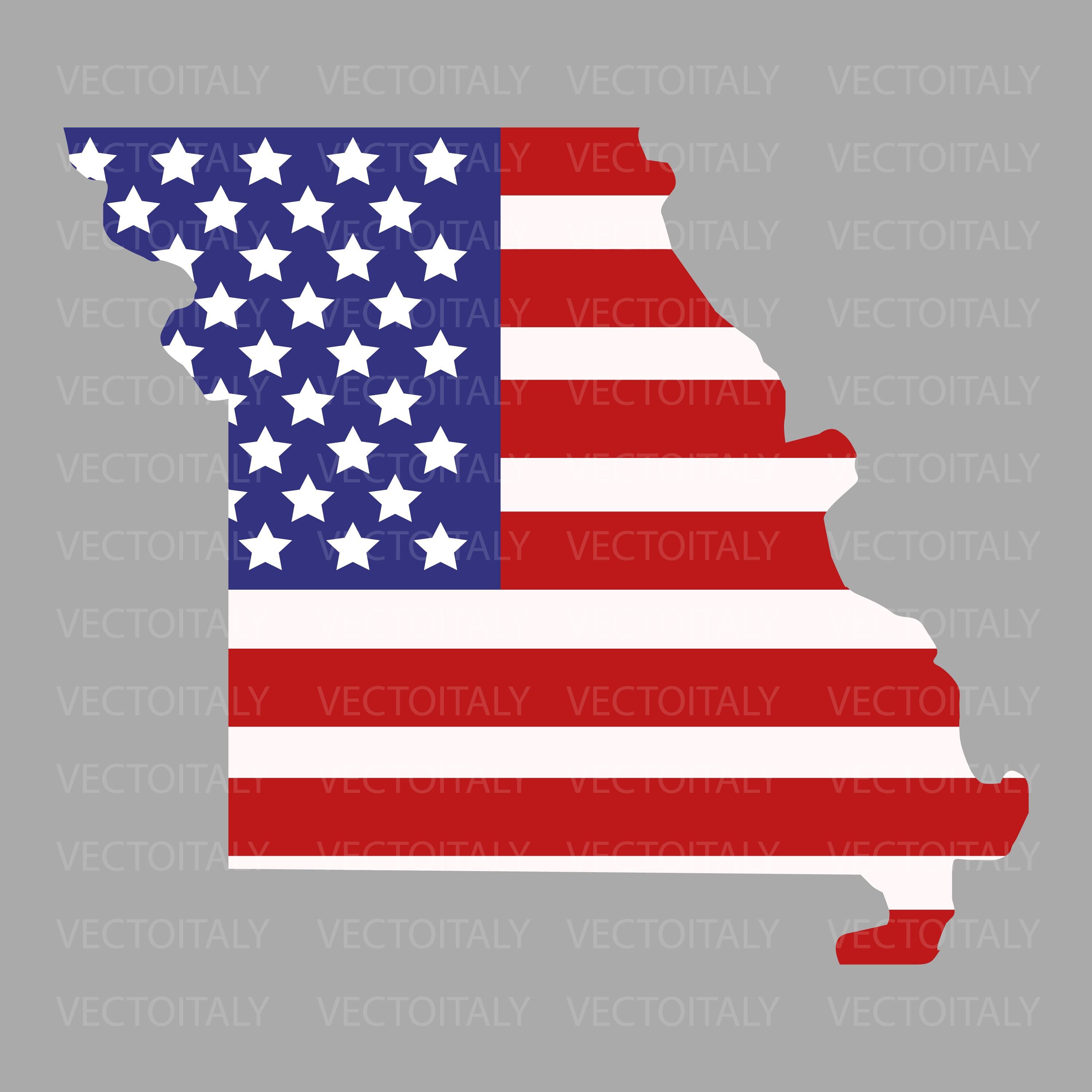 Missouri Map US Flag Svg, MO USA on American Flag, America State Banner ...