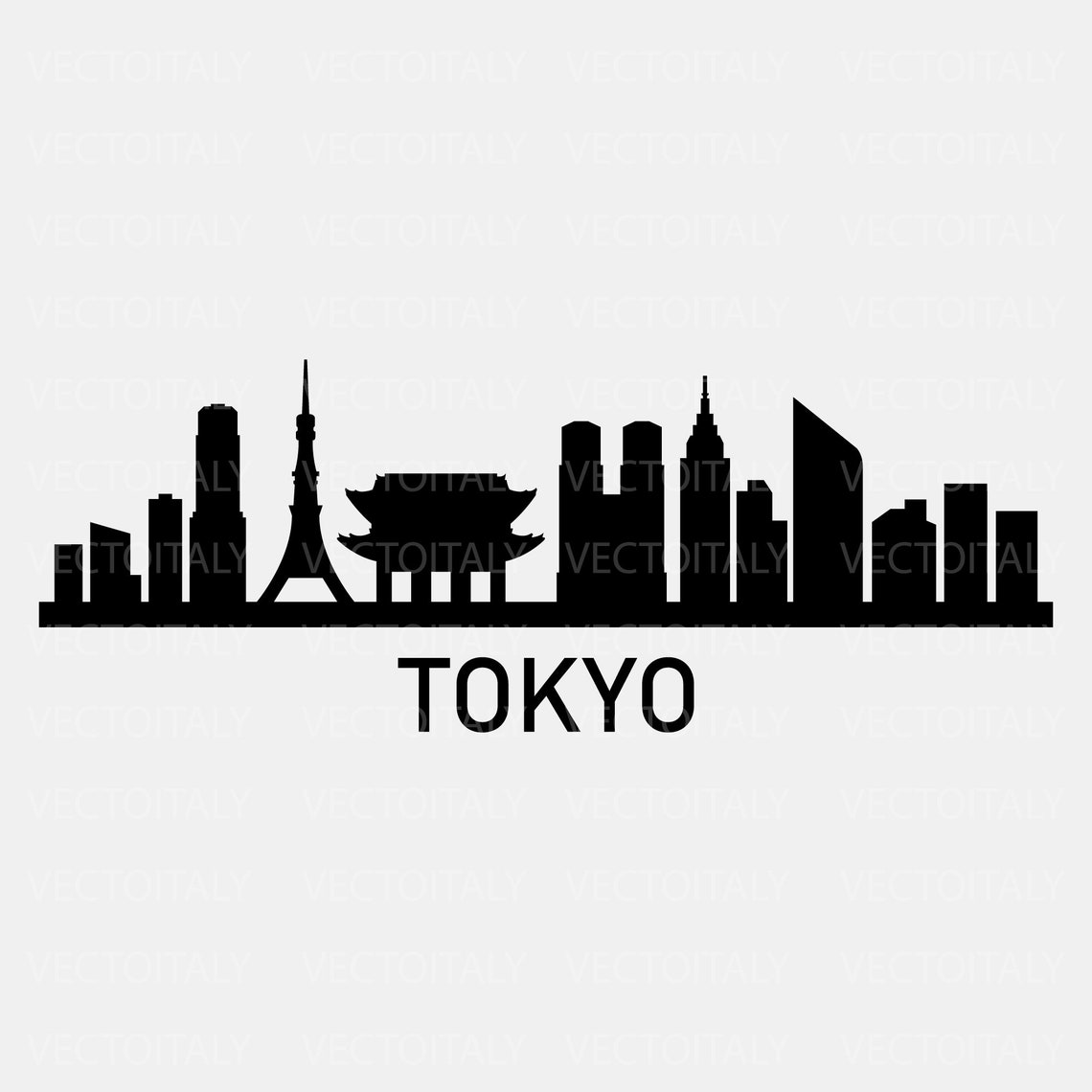 Skyline Tokyo Illustration in Vector and Available in SVG - Etsy