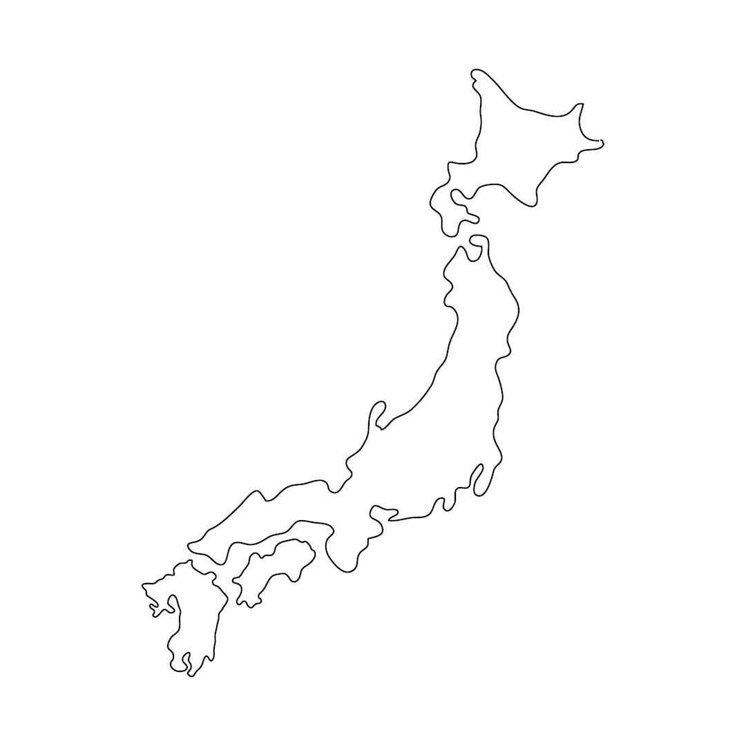 Map of Japan, Japanese Map, Black and White Detailed Solid Outline ...