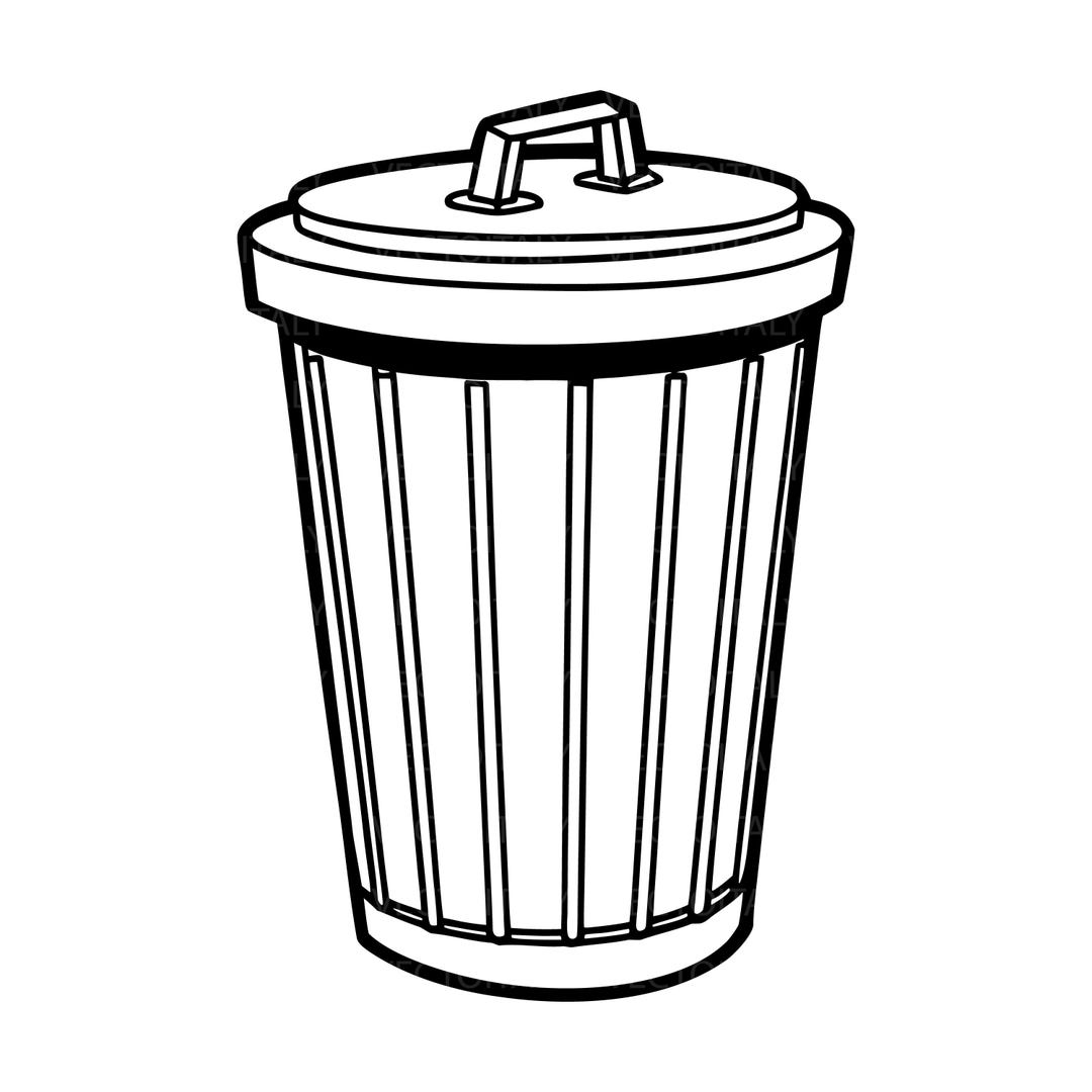 Trash Can SVG Garbage Clip Art Cut File Silhouette Instant Digital ...