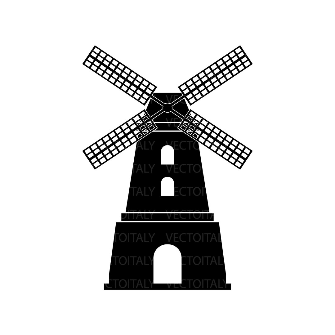 Windmolen SVG, molen clipart, windmolen SVG, windmolen silhouet, molen ...