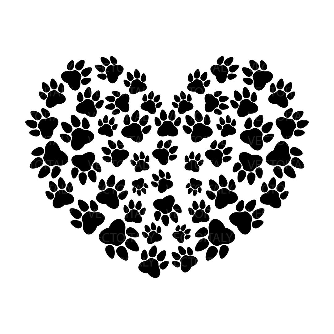 Dog Paws Heart Svg, Dog Lover Svg, Dog Paws in Heart Shape Vector ...
