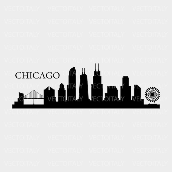 Skyline Chicago Illustrated in Vector and Available in SVG - Etsy