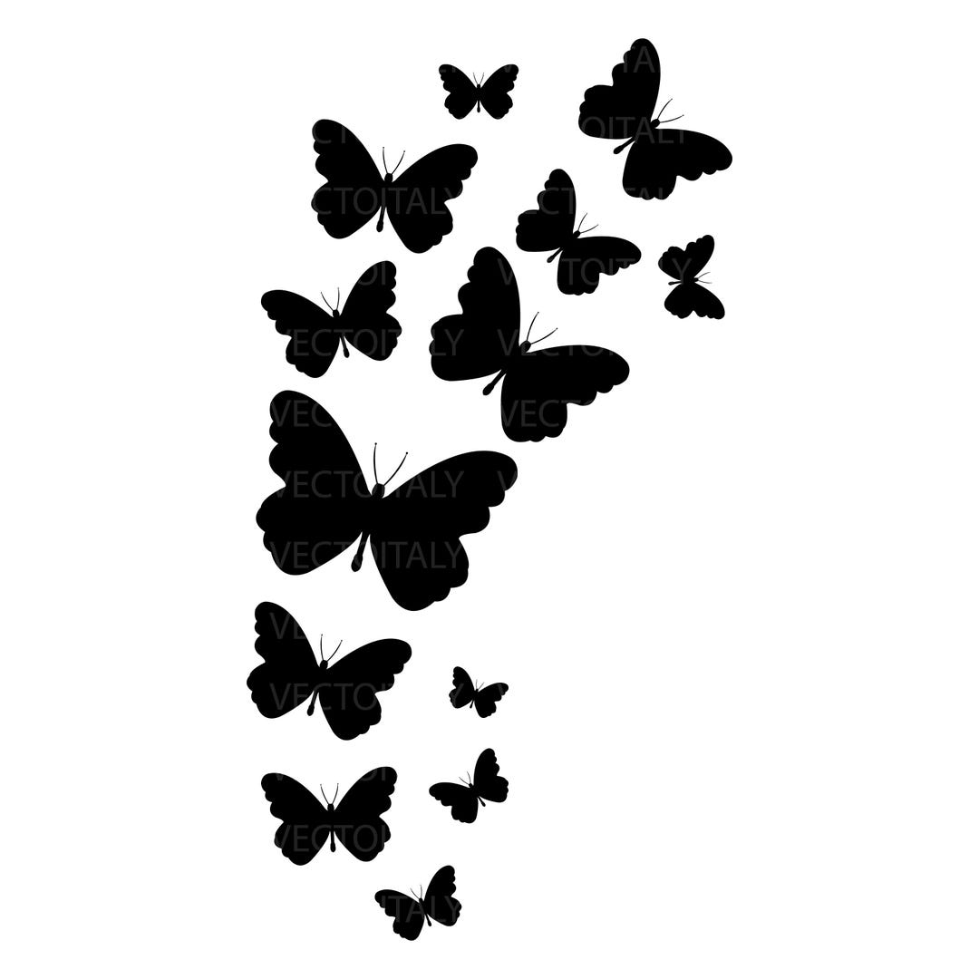 Floating Butterflies SVG, Butterfly Svg, Flying Butterflies Silhouette ...