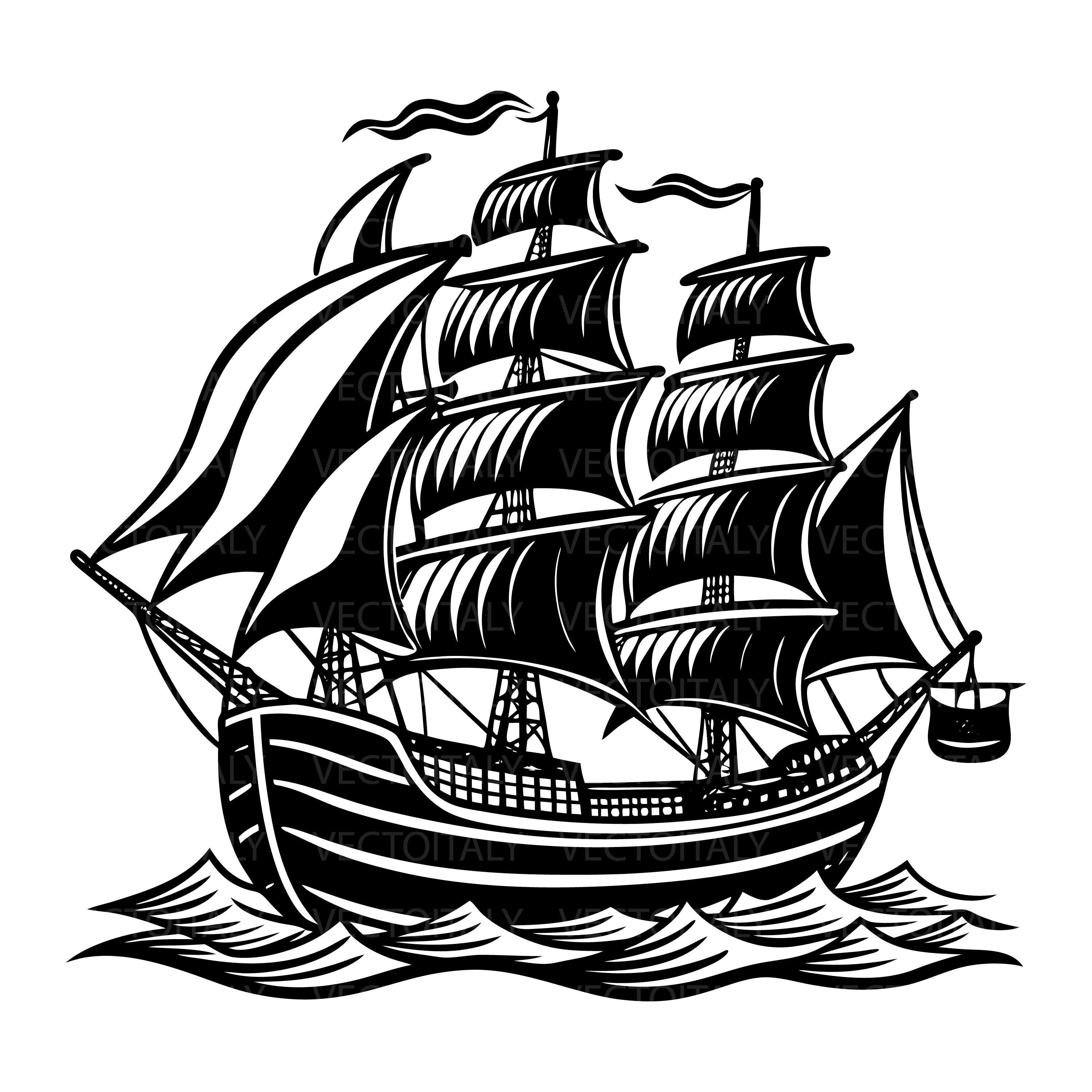 Sailing Ship Svg,ship Svg,boat Svg,instant Download,svg, PNG, EPS, Pdf ...
