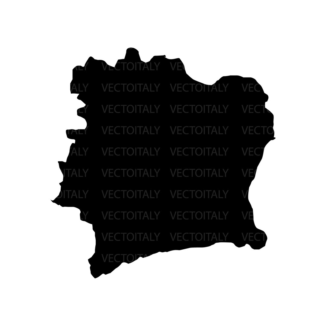 Ivory Coast Map SVG, Côte D'ivoire Country National Border Boundary ...