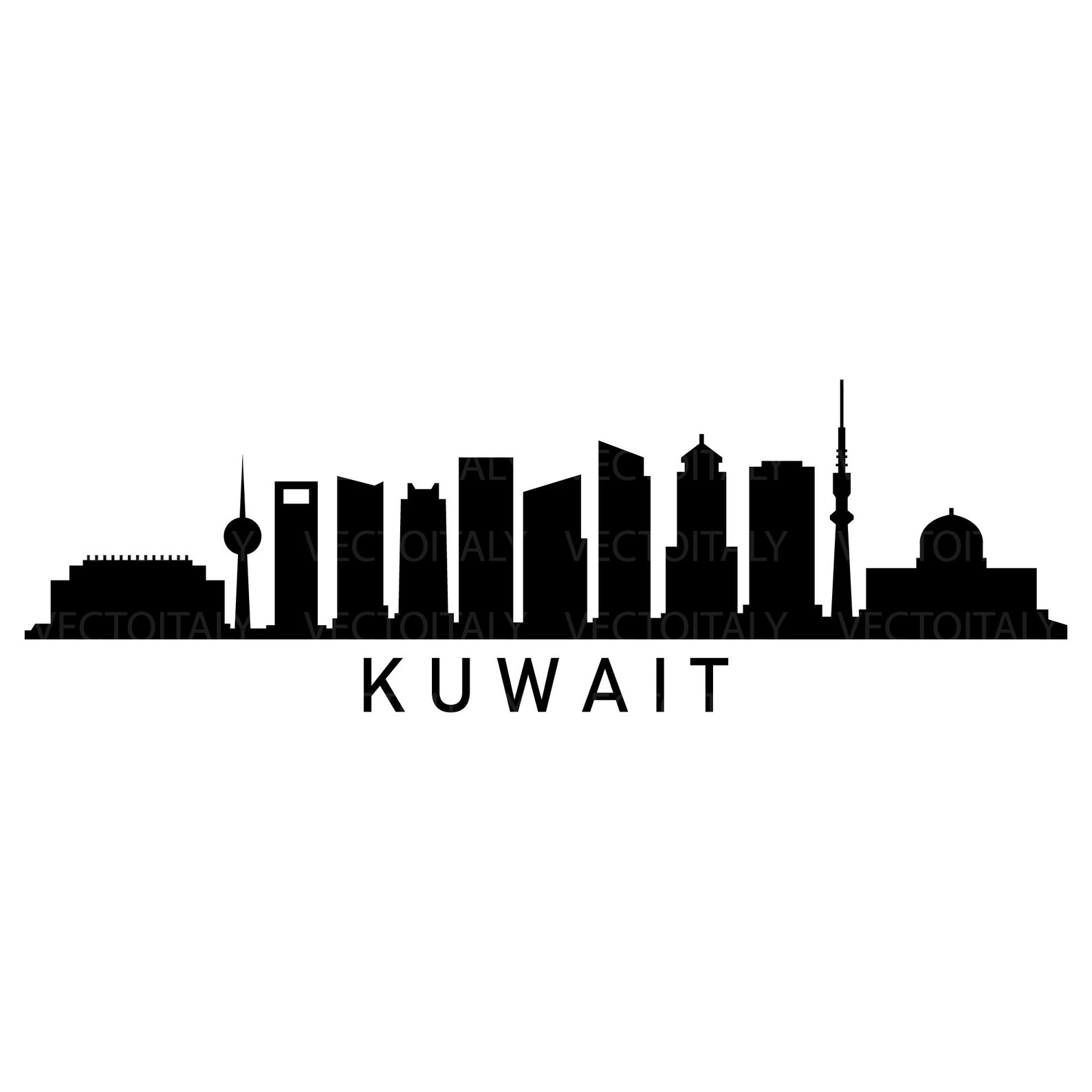 Kuwait City Skyline SVG: Silhouette Vector Cut File (digital Download ...