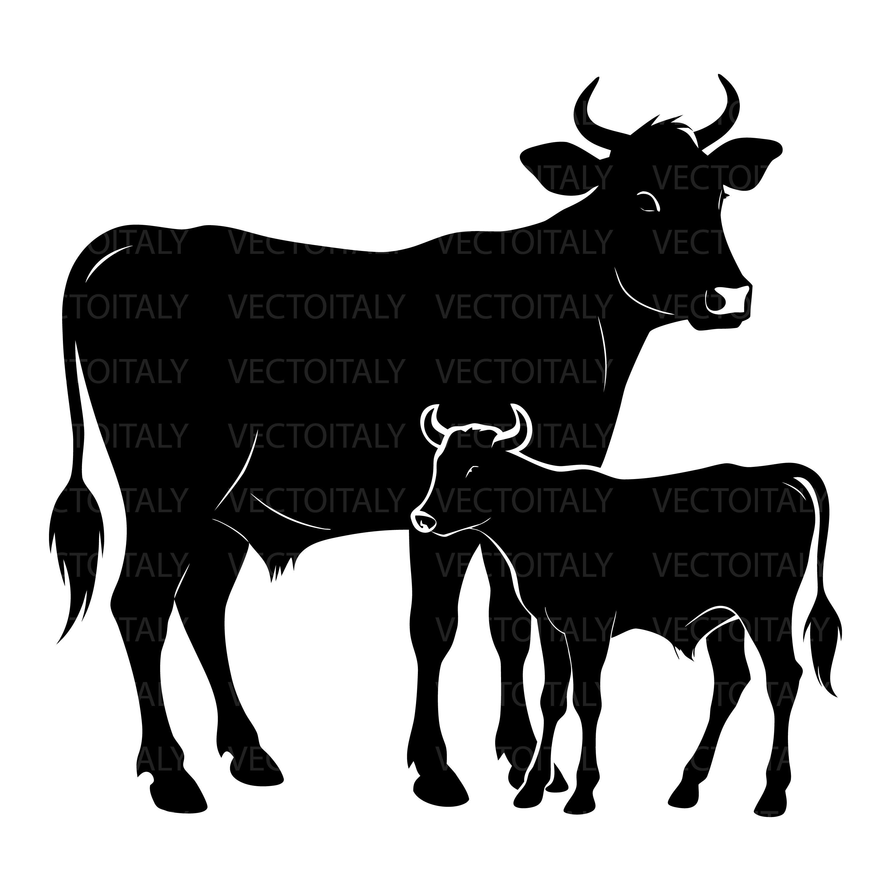 Cow and Calf SVG, PDF, Png, Jpg, Digital Download, Silhouette, Cricut ...