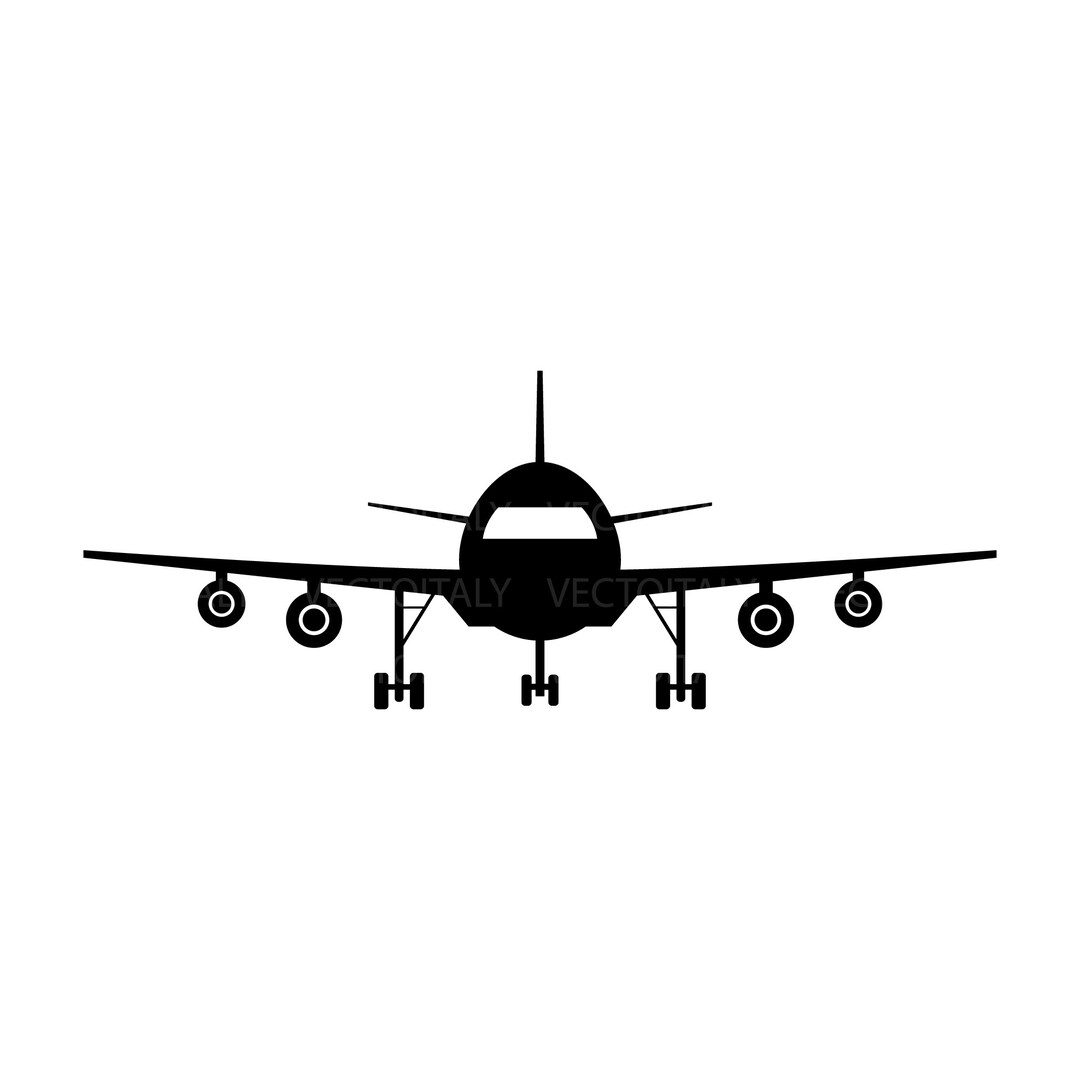 Flying Airplane SVG Cut File, Airplane Front View Clipart, Passenger ...