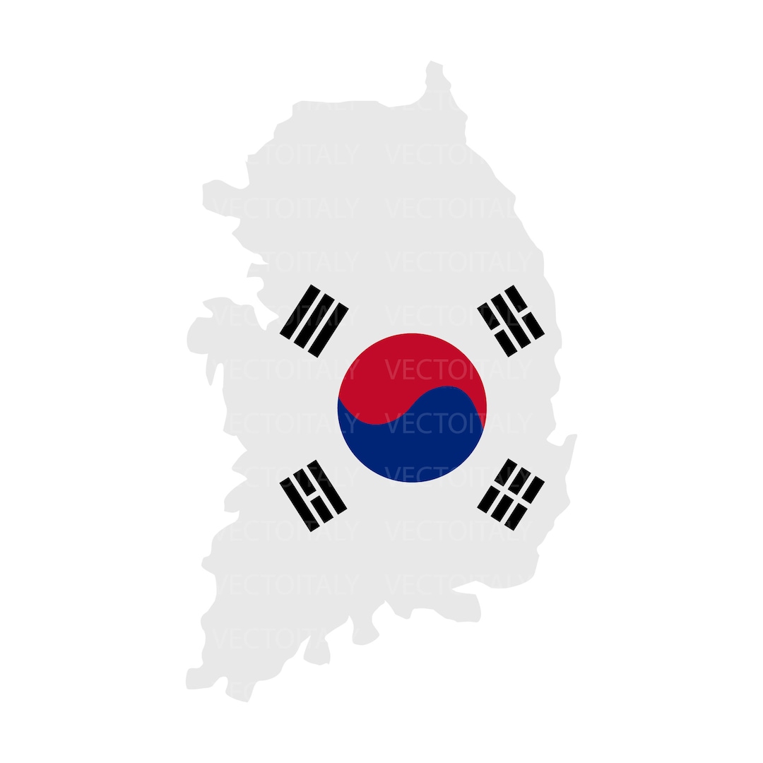 South Korea Flag Map SVG, Korean Cricut Cut File, Country Nation ...