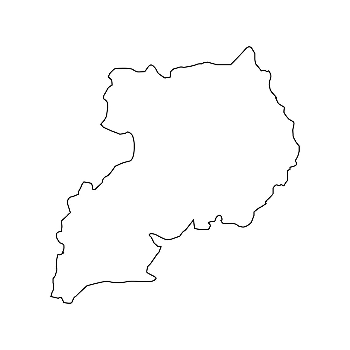 Map of Uganda, Ugandan Map, Black and White Detailed Solid Outline ...