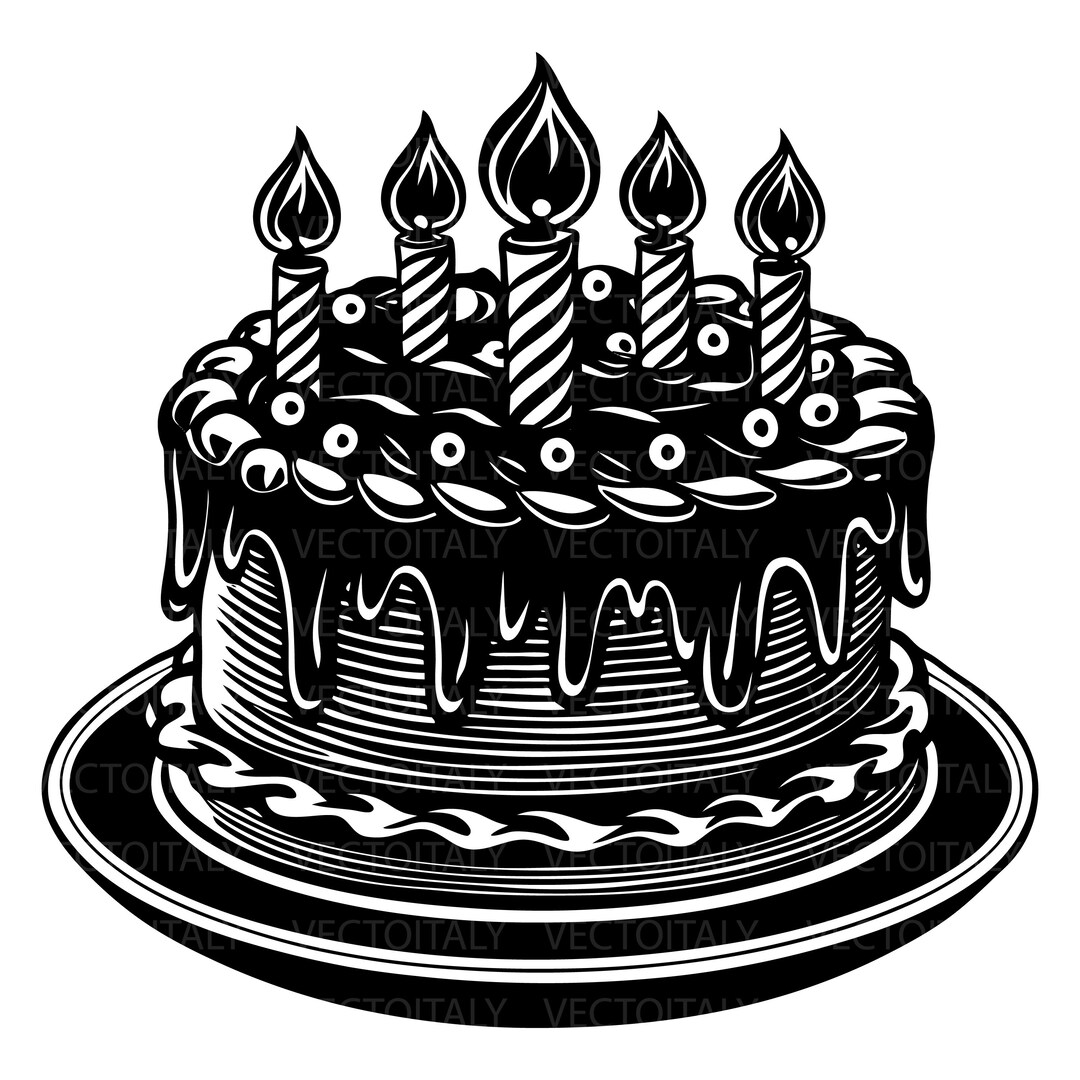 Birthday Cake SVG Cake Clip Art Cake Cut File Cake Silhouette Instant ...