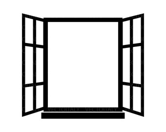 Opened Window SVG File, Opened Window DXF, Opened Window Png, Open ...