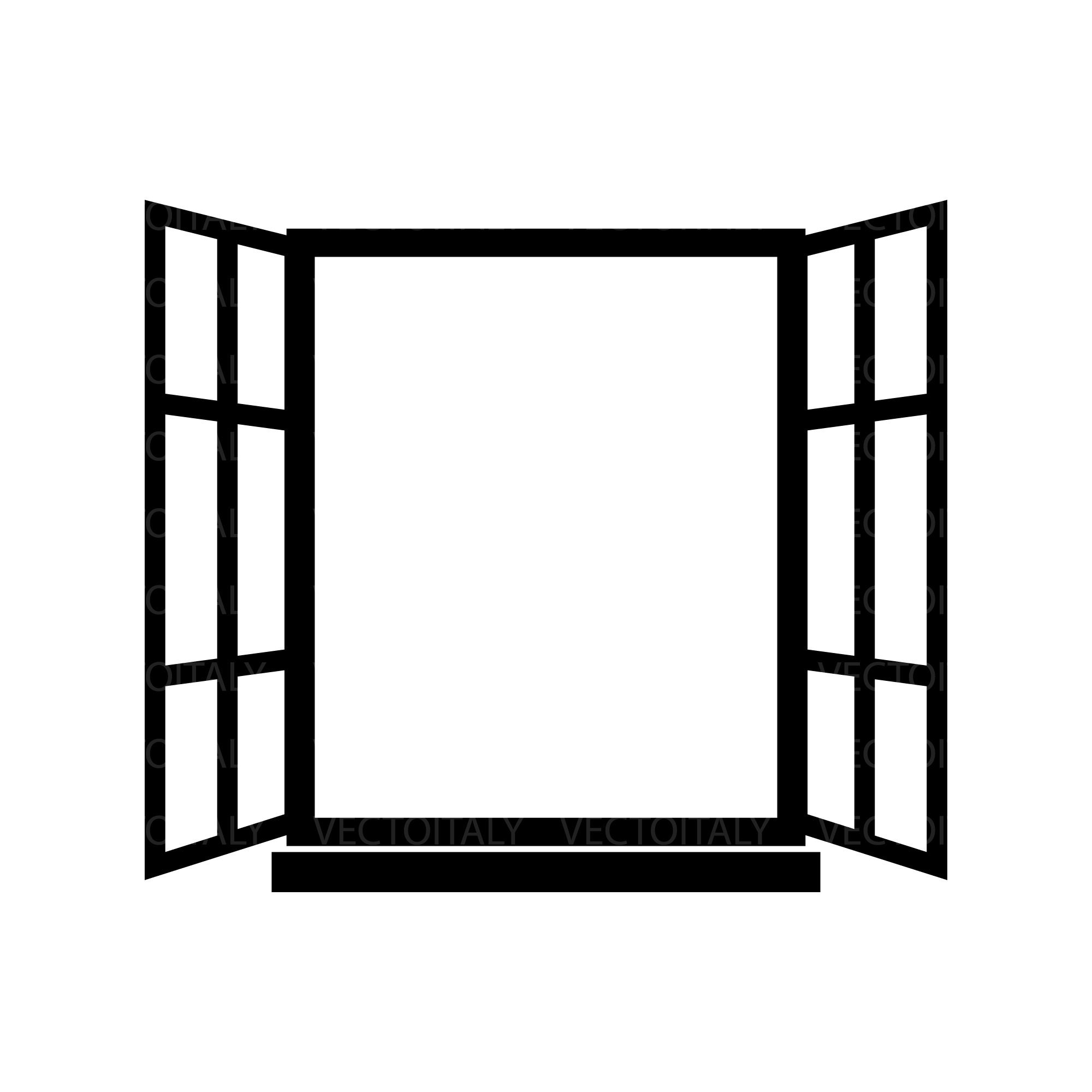 Opened Window SVG File, Opened Window PDF, Opened Window Png, Open ...