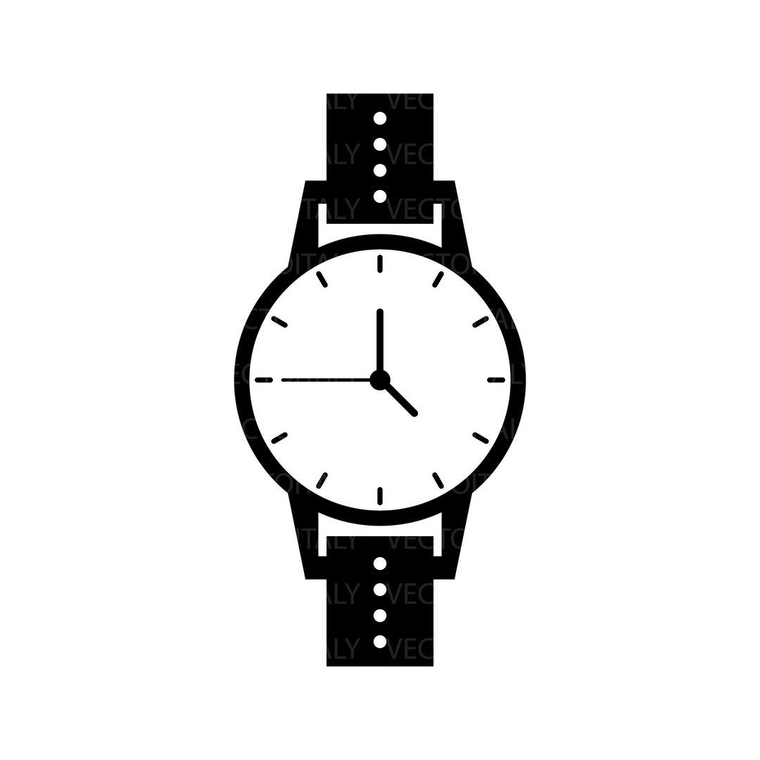 Wrist Watch SVG, Wristwatch Clip Art Cut File Silhouette Pdf Eps Png ...