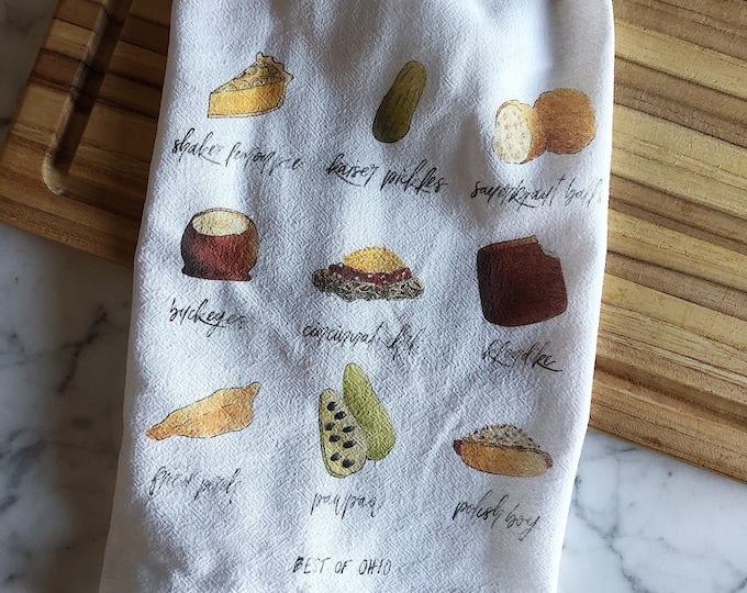 Best of Ohio Tea Towel | Ohio Food Kitchen Decor | Ohio Kitchen Towel ...
