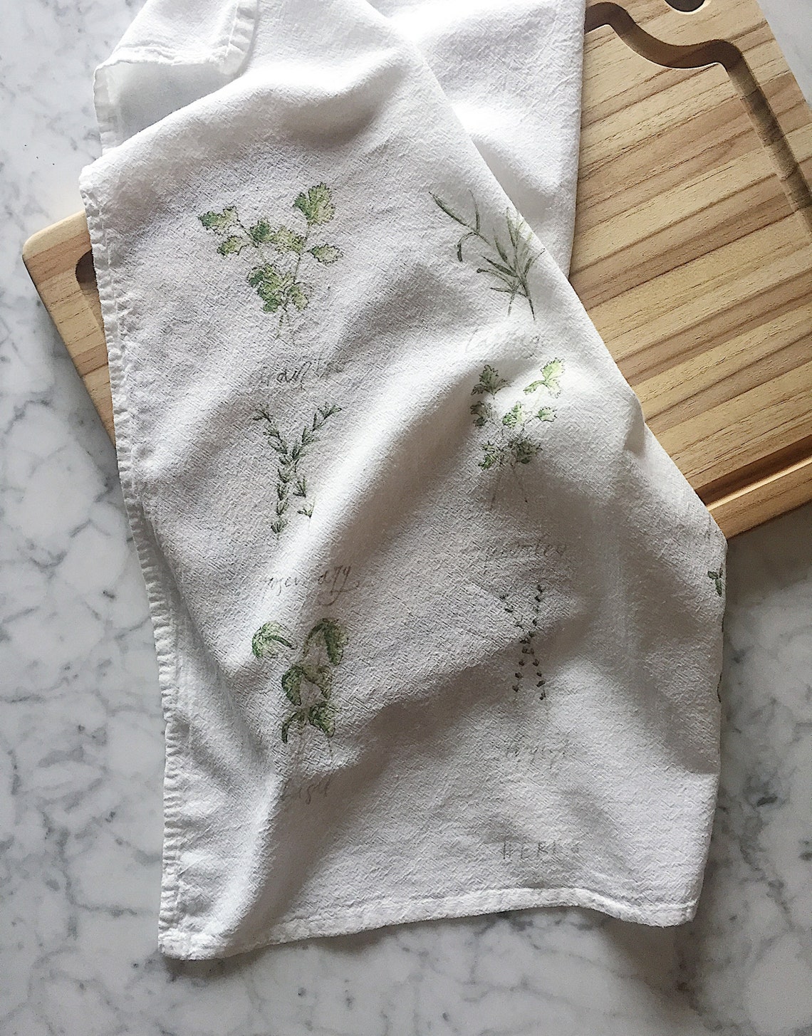 Herbs Tea Towel. Vintage Tea Towel. Types of Herbs Kitchen | Etsy