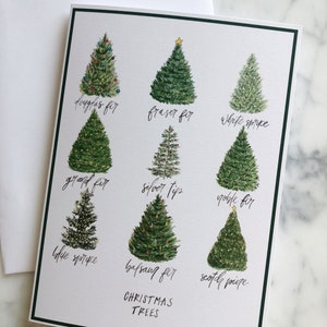 Christmas Trees Notecard | Types of Christmas Trees Greeting Cards ...