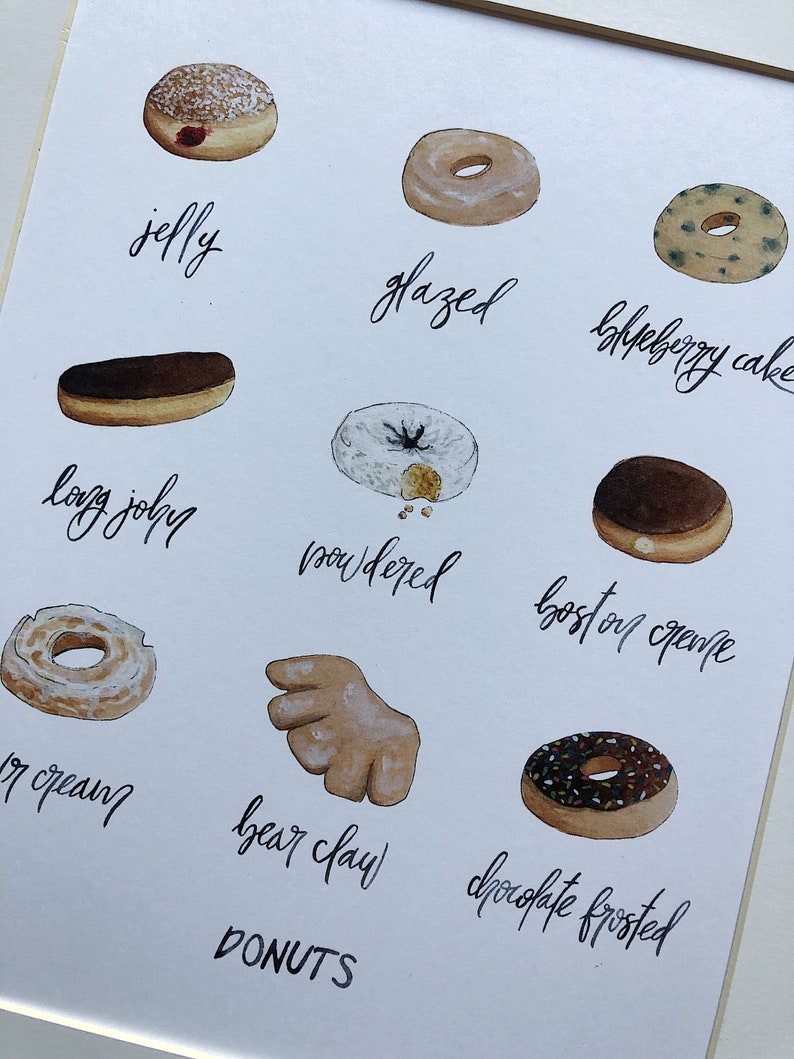 Donut Art Print Types of Donuts Art Donut Lover Gift - Etsy