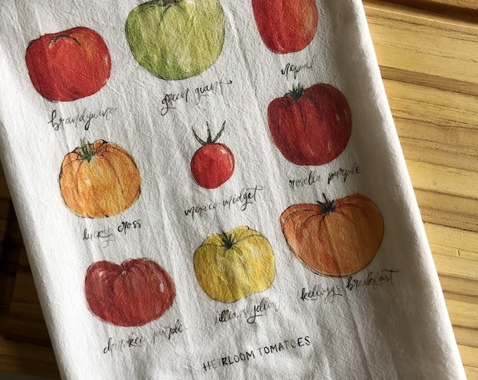 Heirloom Tomatoes Tea Towel | Tomatoes Kitchen Decor | Tomato Kitchen ...