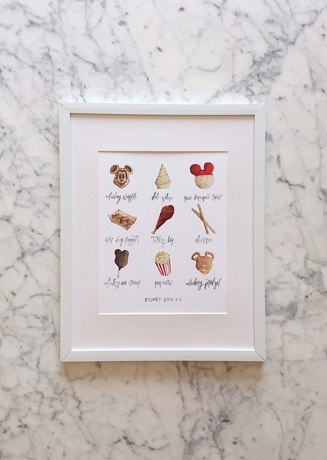Disney Snacks Art Print | Disney Lover Gift | Disney Food Painting ...