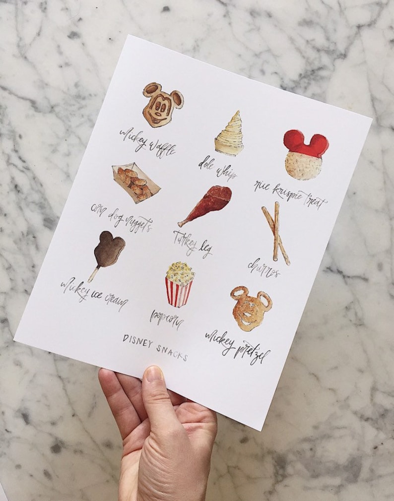 Disney Snacks Art Print Disney Lover Gift Disney Food - Etsy