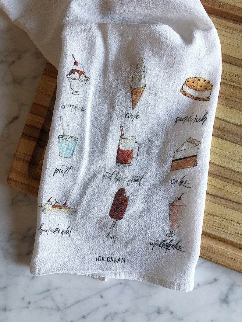 Ice Cream Tea Towel Ice Cream Kitchen Decor Ice Cream - Etsy