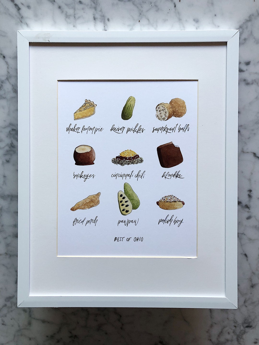 Ohio Foods Watercolor Art Print | Kitchen Wall Decor - Etsy