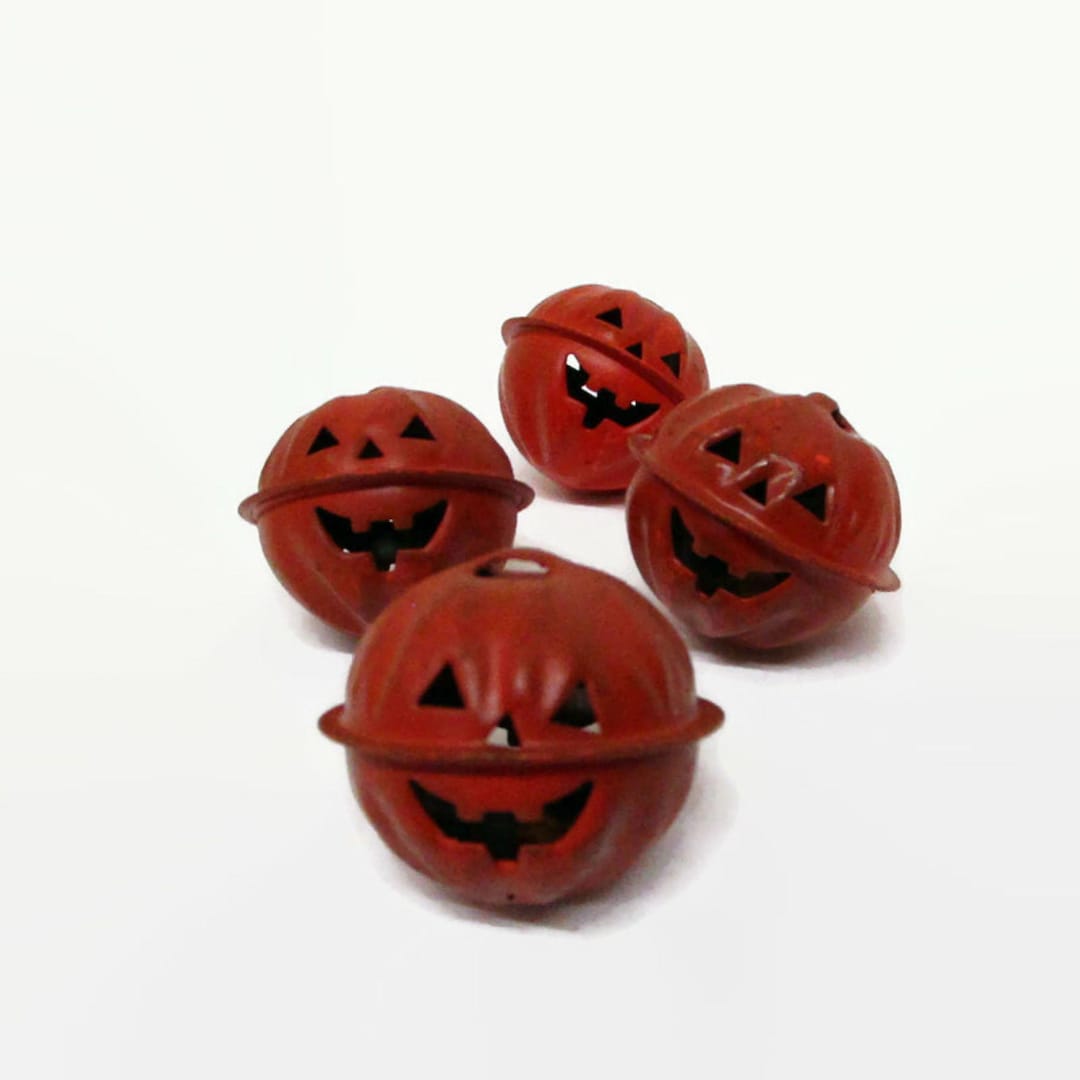 1.5" Primitive Jack-o-lantern Bells, Set of 4 Pumpkin Bells, Primitive ...