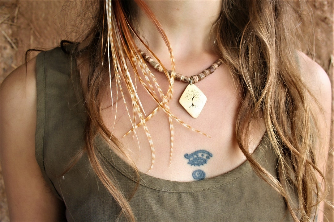 Tree of Life Tulsi Necklace, Coconut Pendant, Bead Tulsi Necklace ...