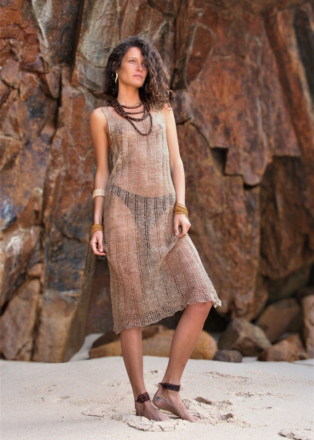 Long Nettle Dress, Crochet Dress, Nettle Dress, Tribal Dress, Earthy ...