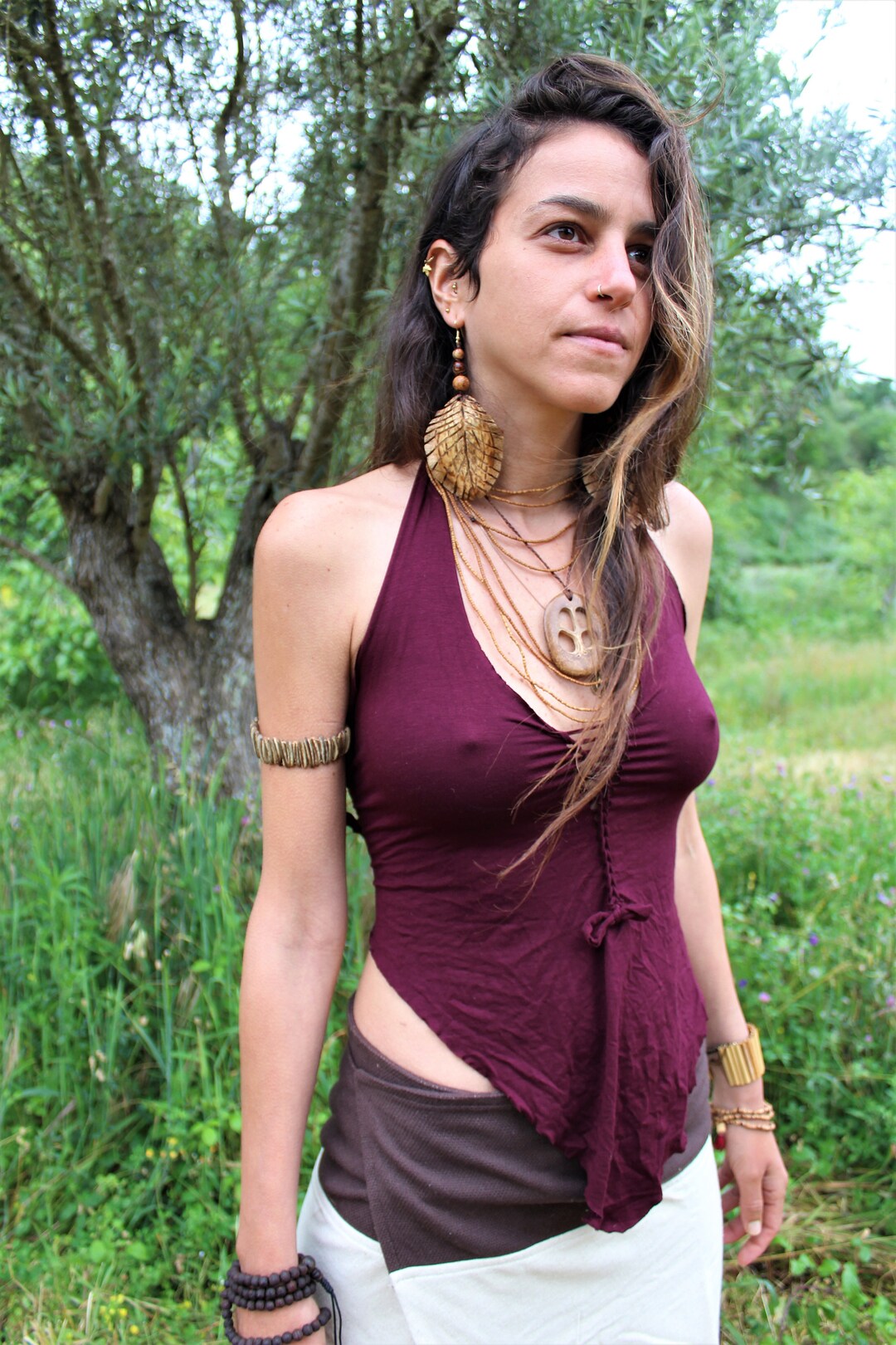 Pixie Halter Top Cotton Halter Top Pixie Top Earthy Top - Etsy