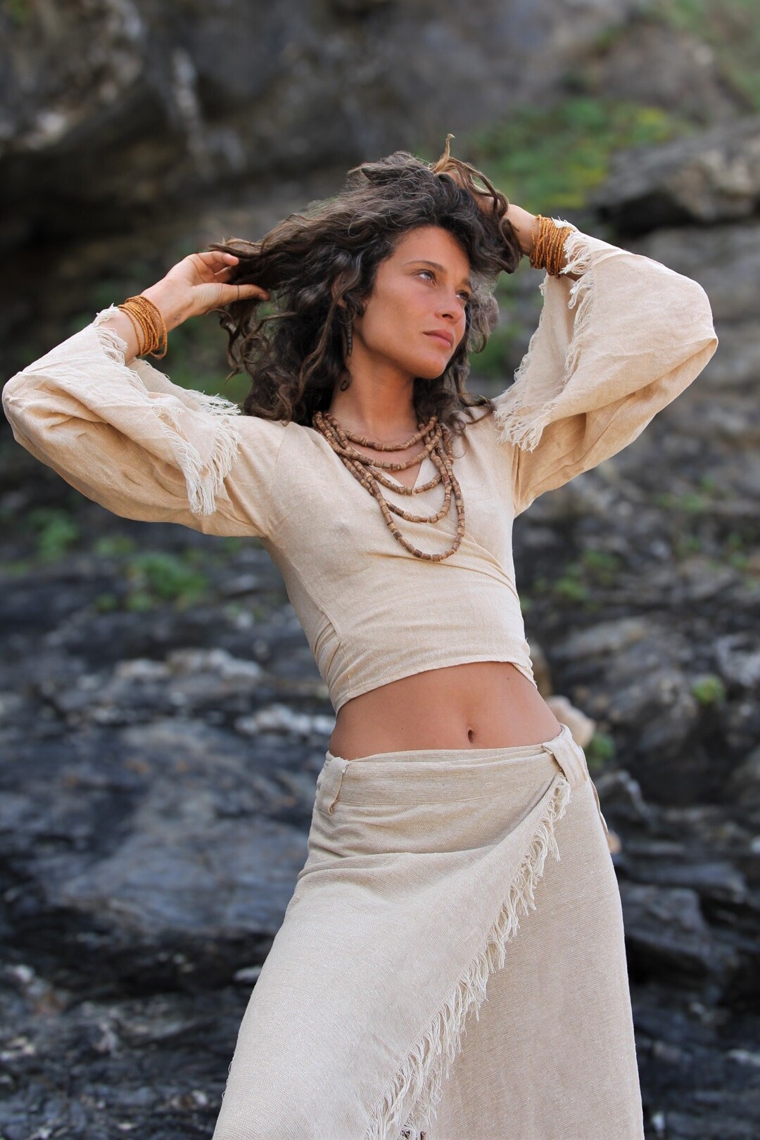 Jute Wrap Top, Boho Top, Frayed Wrap Top, Wrap Around Blouse, Natural ...